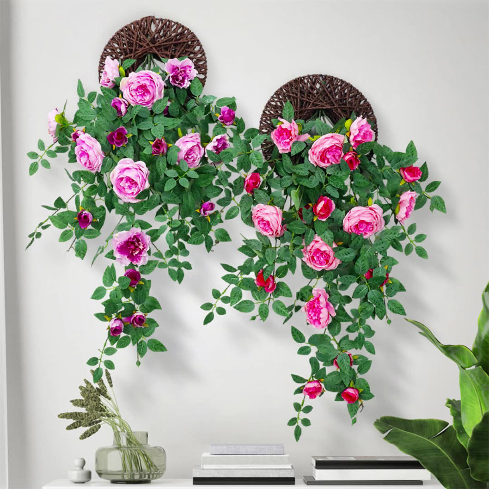 Rose Artificial Hanging Flower Faux Greenery Plants – Bohometalart.com
