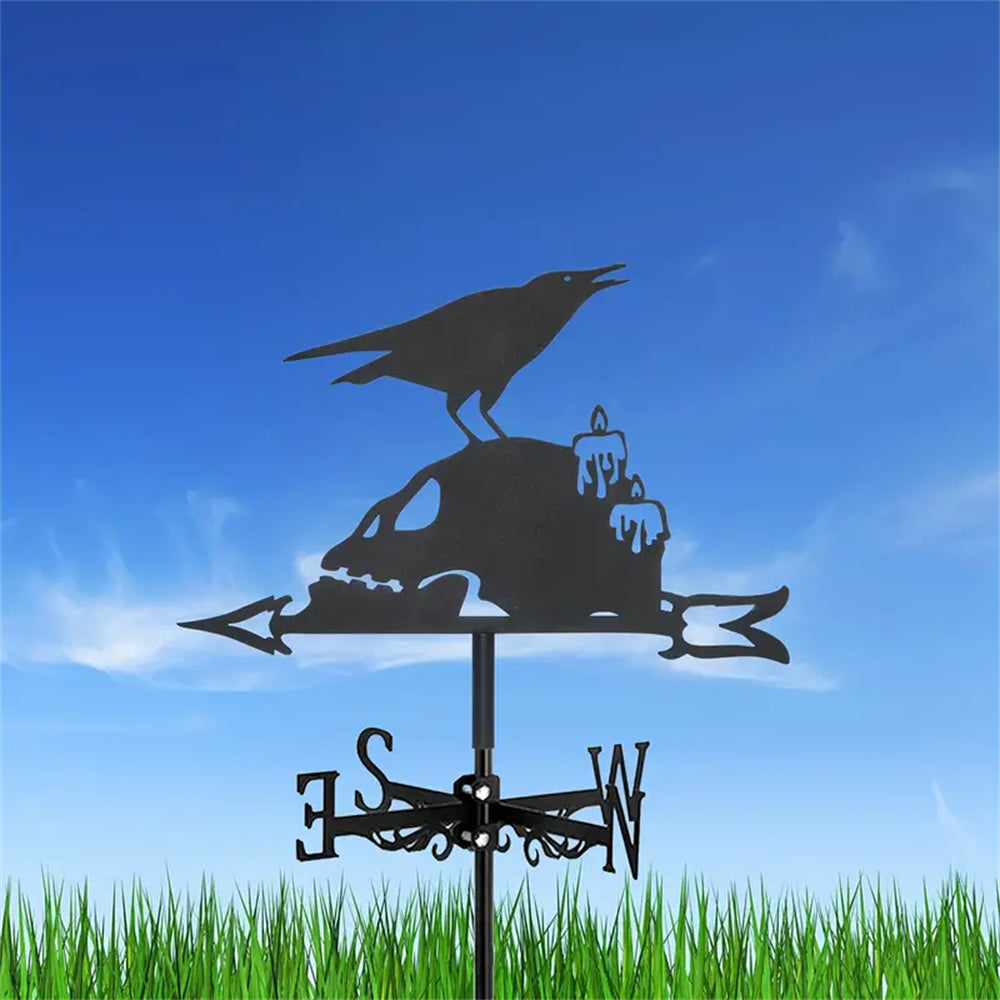 Crow And Skeleton Stainless Steel Weathervane – Bohometalart.com