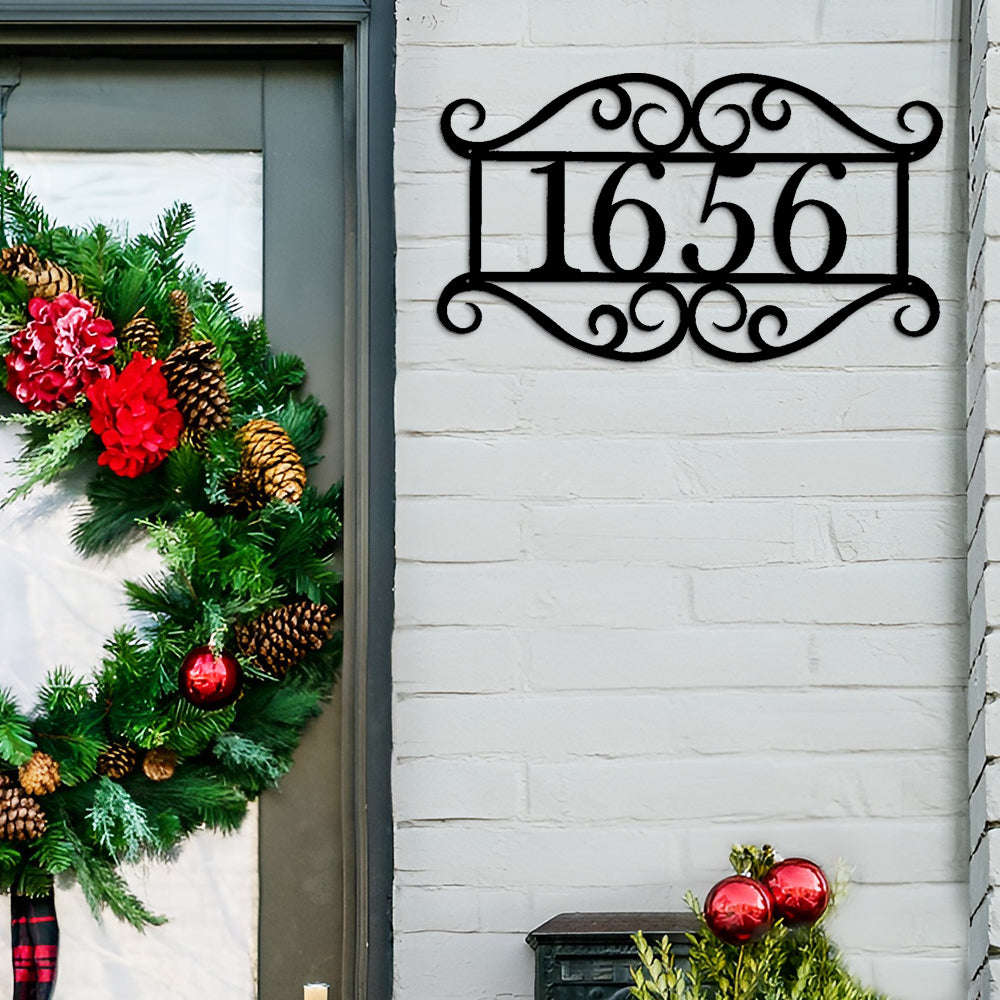 Scroll House Number Plaque Custom Address Metal Sign – Bohometalart.com