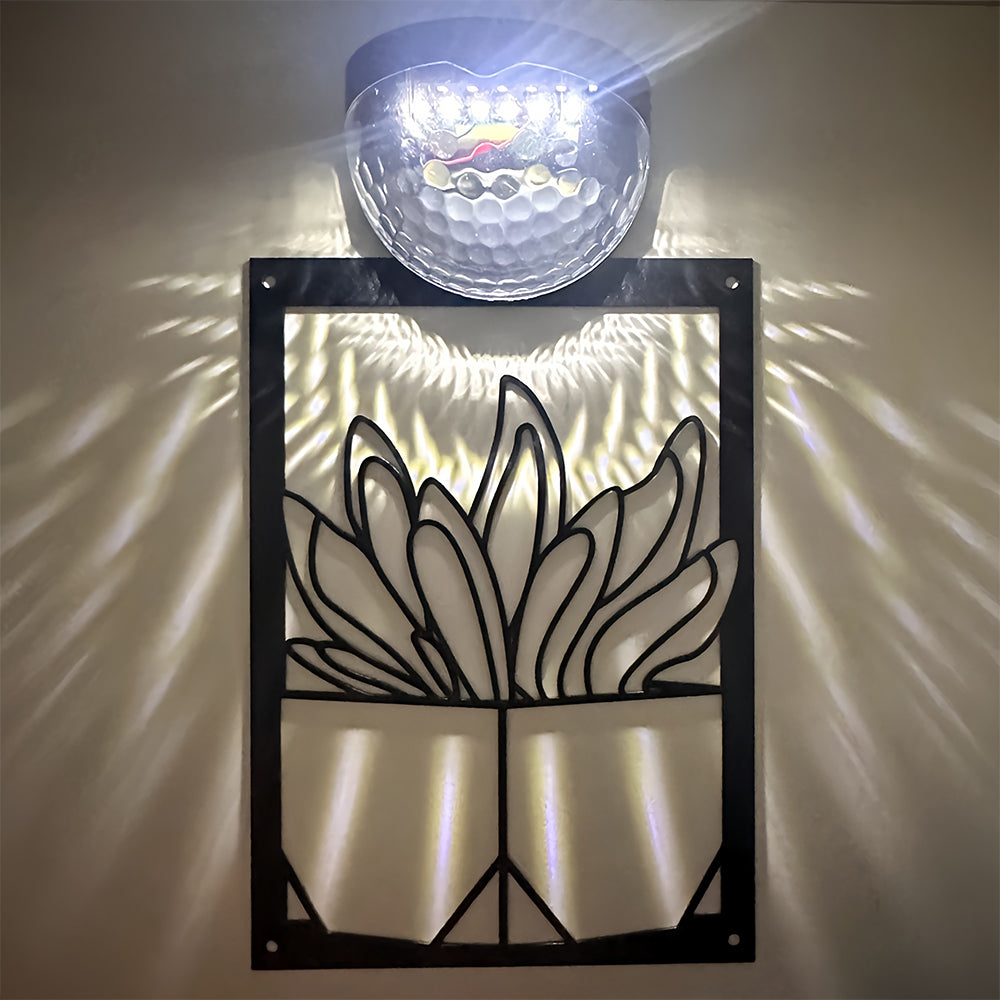 Agave Plant Metal Wall Art With Solar Light Solar Wall Plaques ...