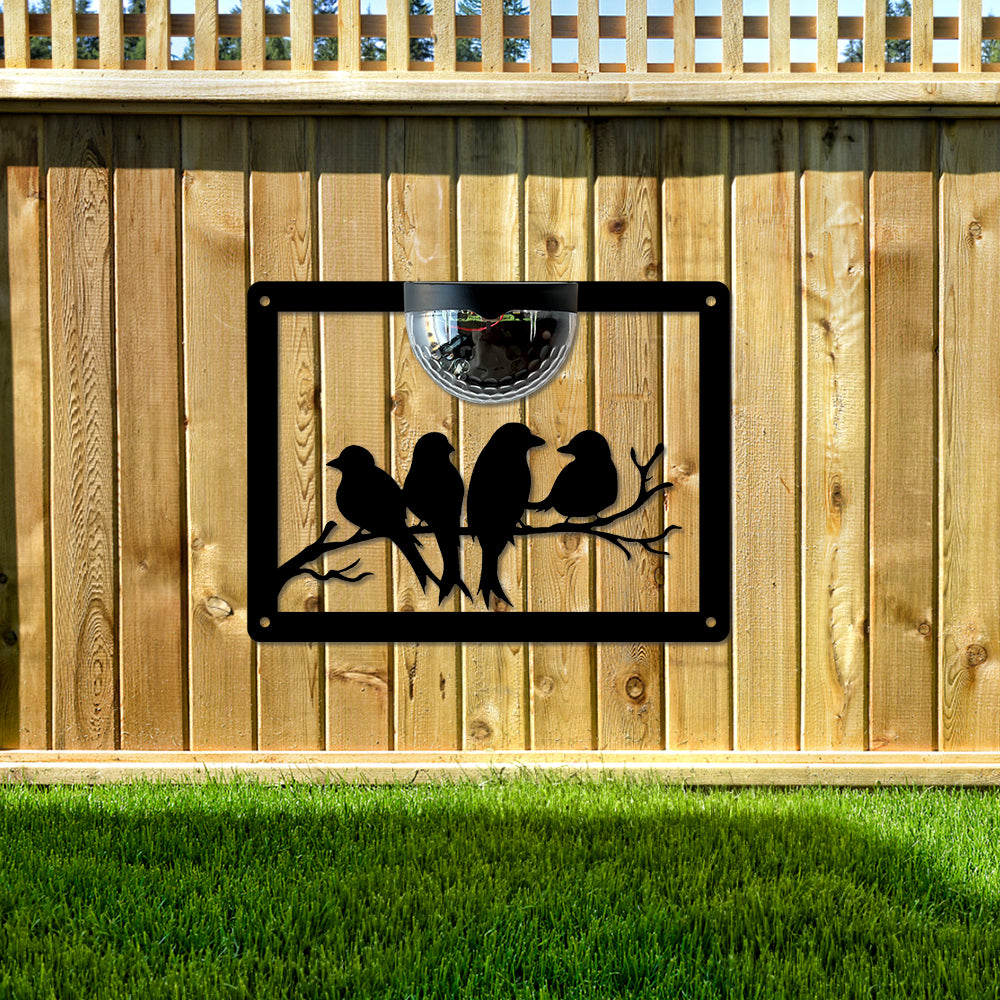 Birds Metal Wall Art With Solar Light Solar Wall Plaques – Bohometalart.com