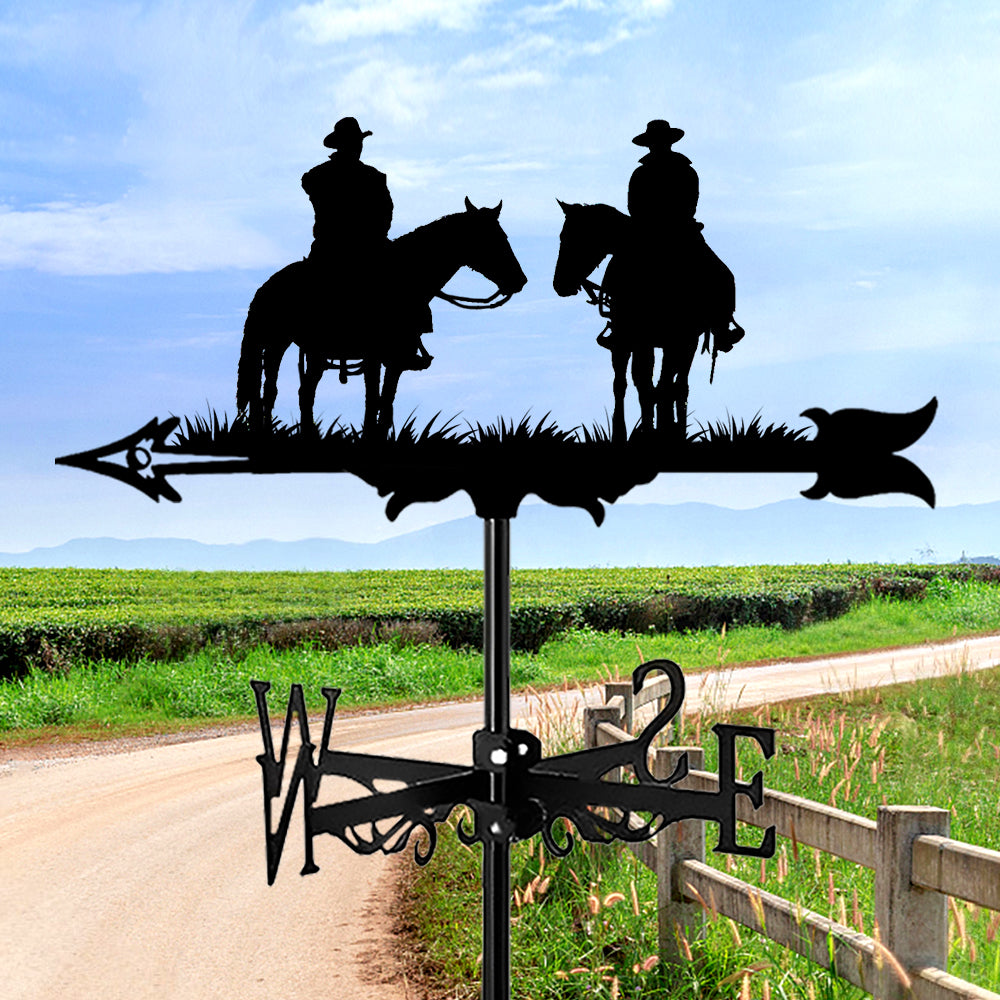2 Person Western Cowboy Stainless Steel Weathervane – Bohometalart.com
