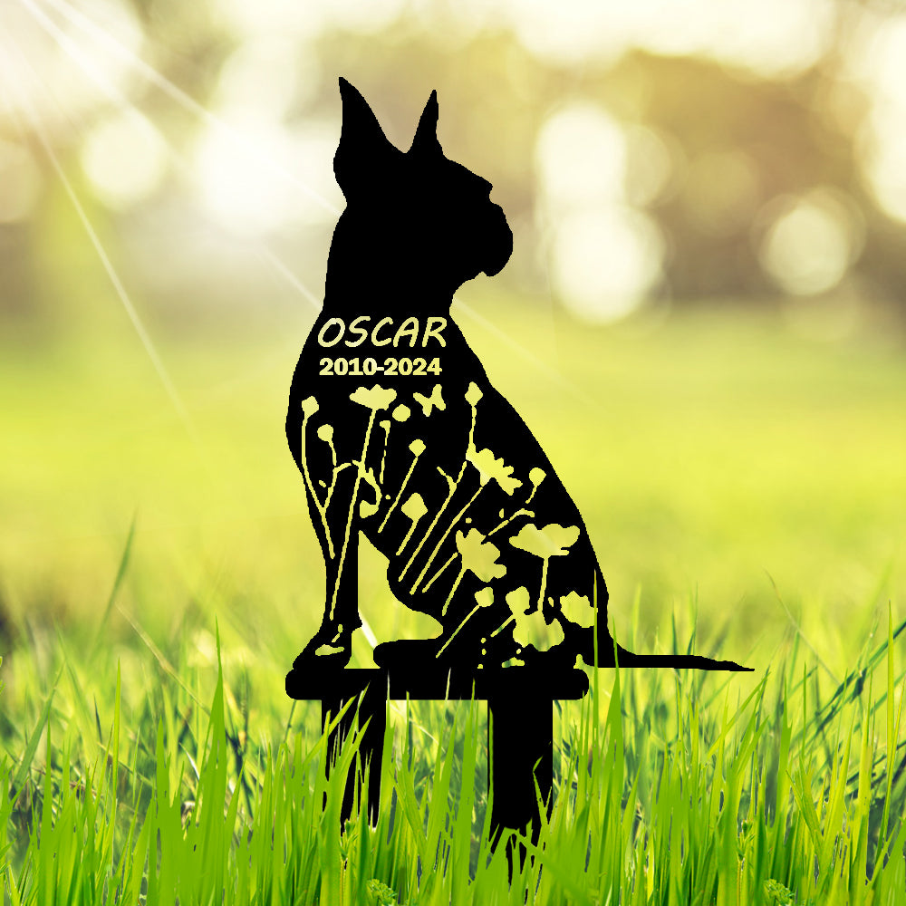 Boston Terriers Dog Custom Memorial Stake – Bohometalart.com