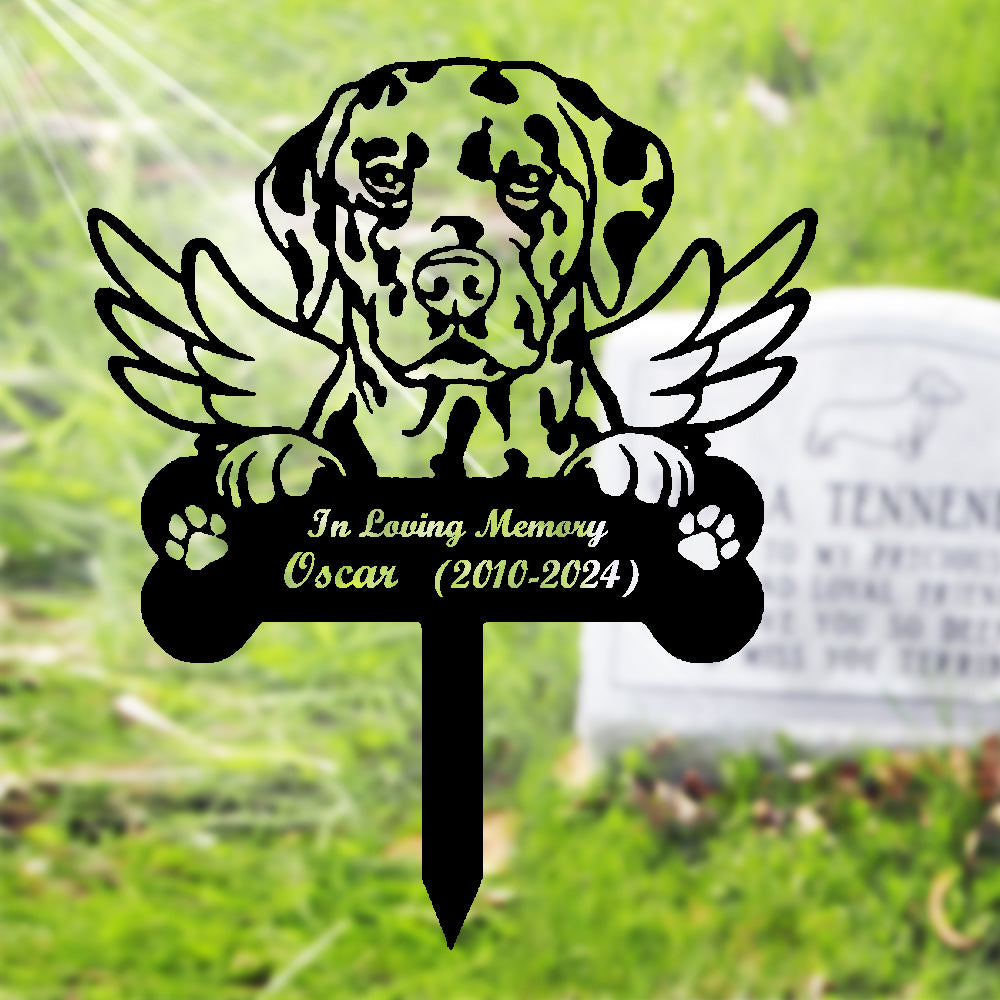 Dalmatian Dog Custom Memorial Stake with Wings – Bohometalart.com