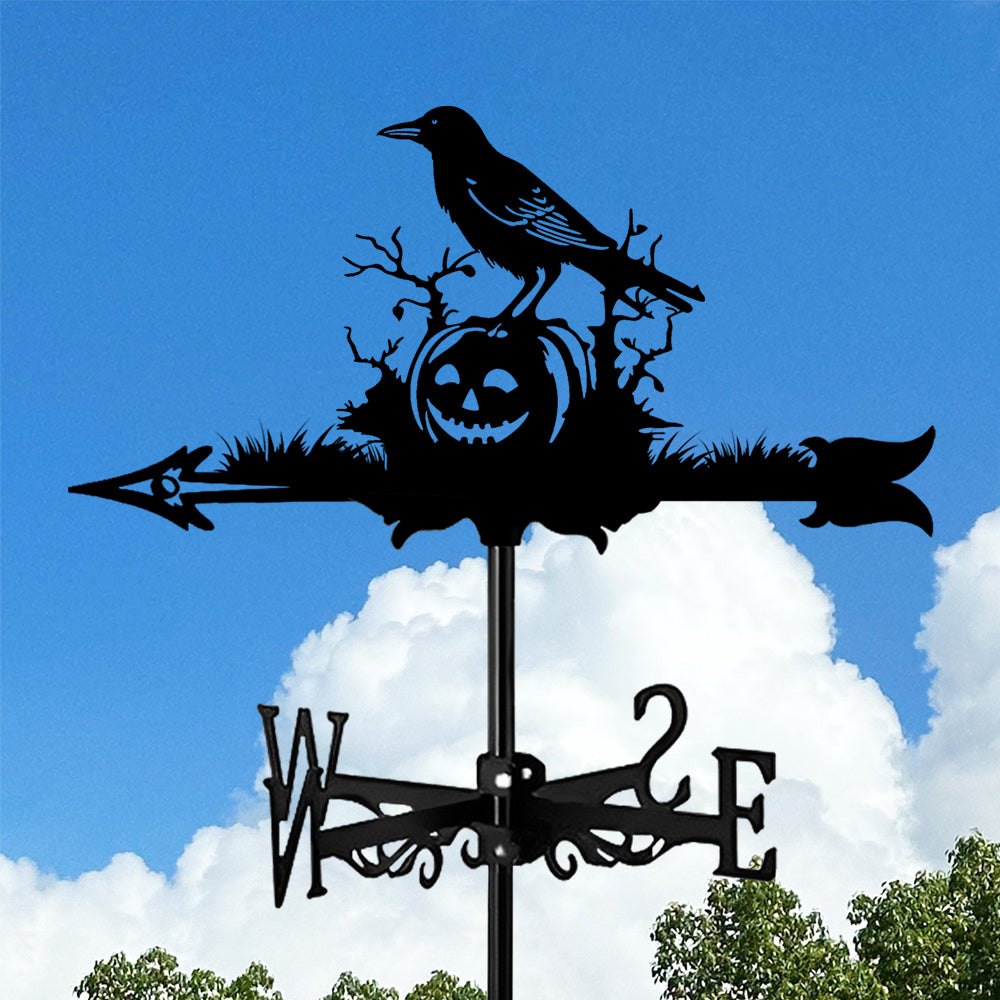 Halloween Spooky Pumpkin Face and Crow Stainless Steel Weathervane ...