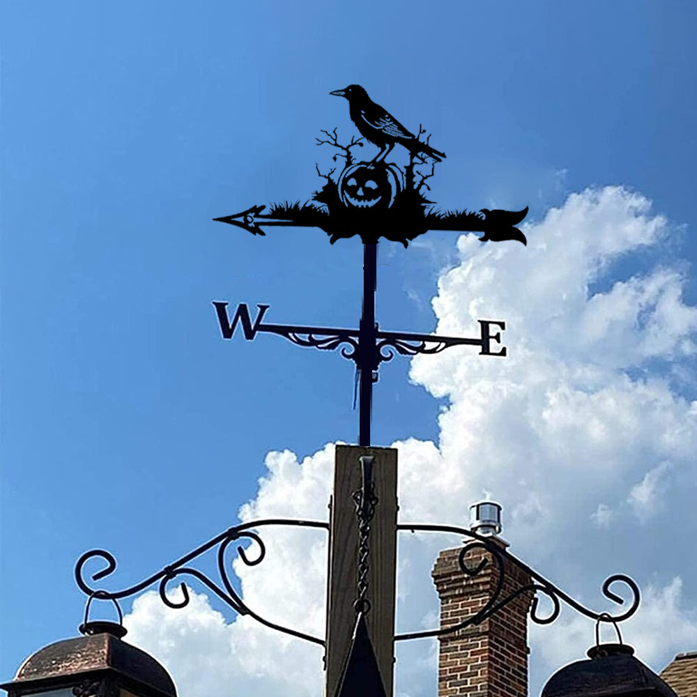 Halloween Spooky Pumpkin Face and Crow Stainless Steel Weathervane ...