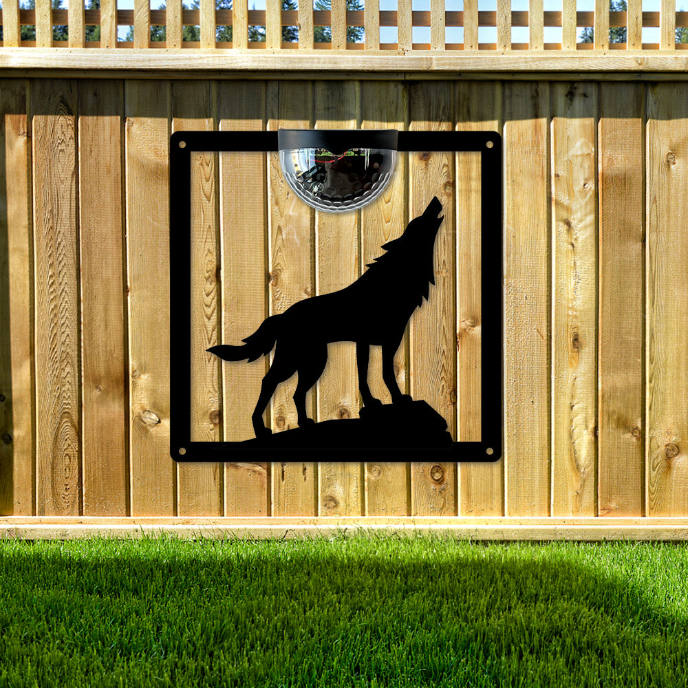 Wolf Metal Wall Art With Solar Light Solar Wall Plaques – Bohometalart.com