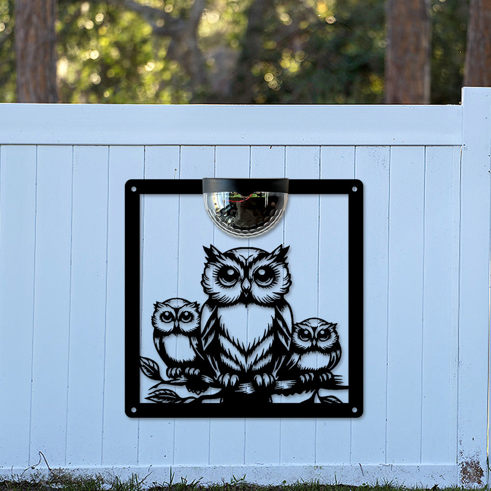 Owl Metal Wall Art With Solar Light Solar Wall Plaques – Bohometalart.com