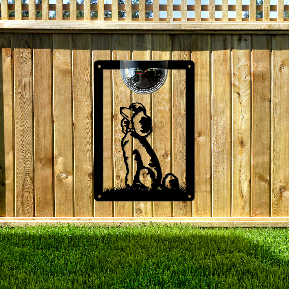 Poodle Metal Wall Art With Solar Light Solar Wall Plaques ...