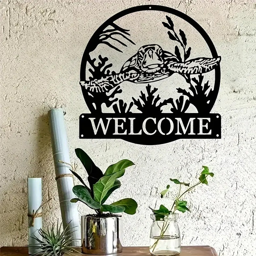 Turtle Welcome Sign Metal Wall Art Decoration – Bohometalart.com