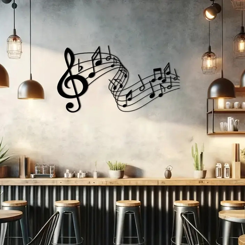 Minimalist Music Notes Sign Metal Wall Art Decoration – Bohometalart.com