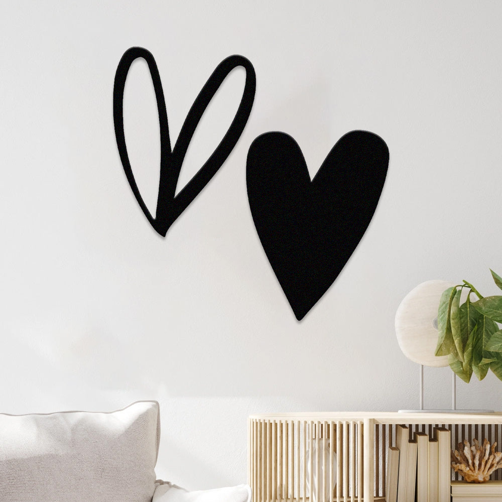 2PCS Double Heart Set Love Metal Wall Art – Bohometalart.com